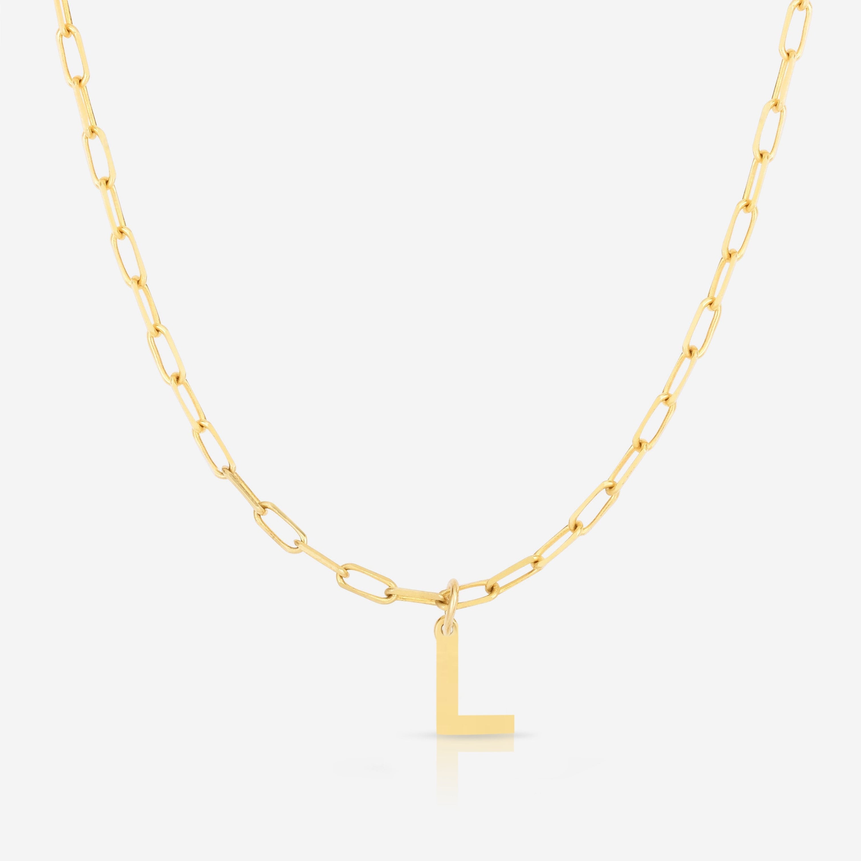 Gold block initial necklace store