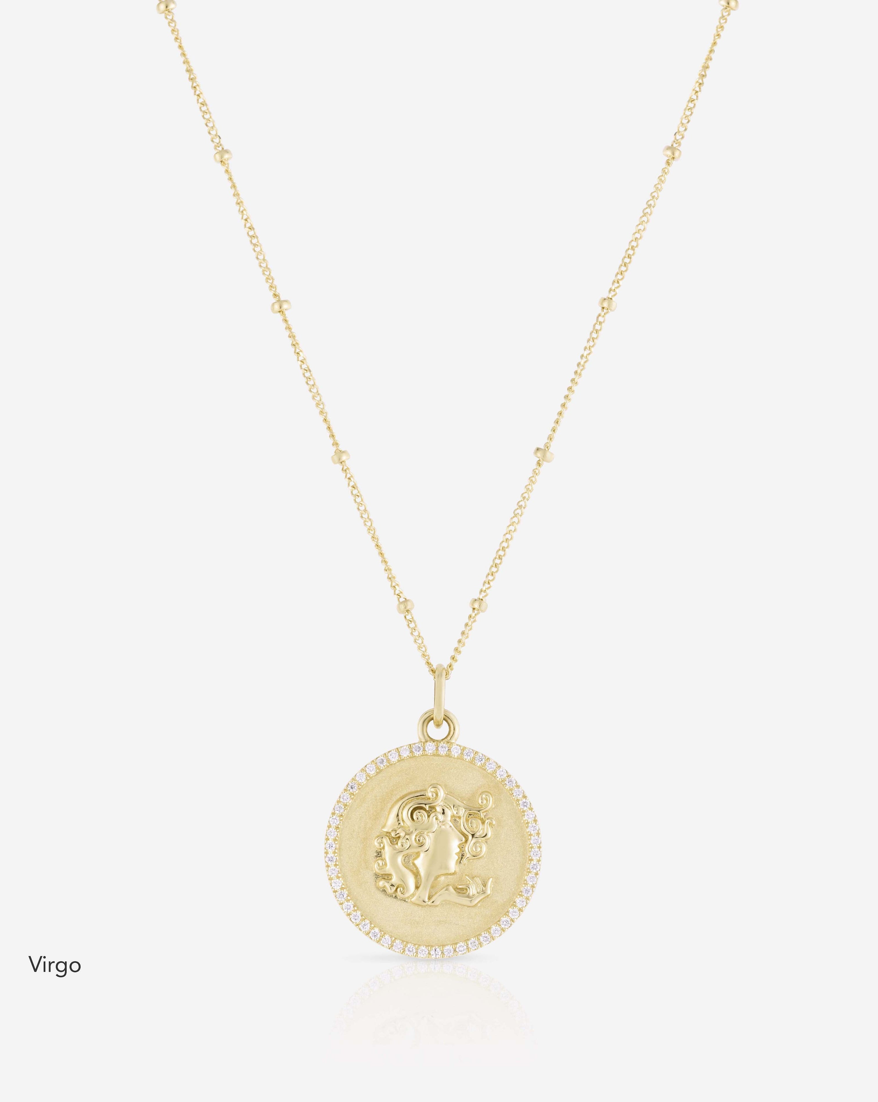 Zodiac Medallion Necklace 14K Yellow Gold Capricorn